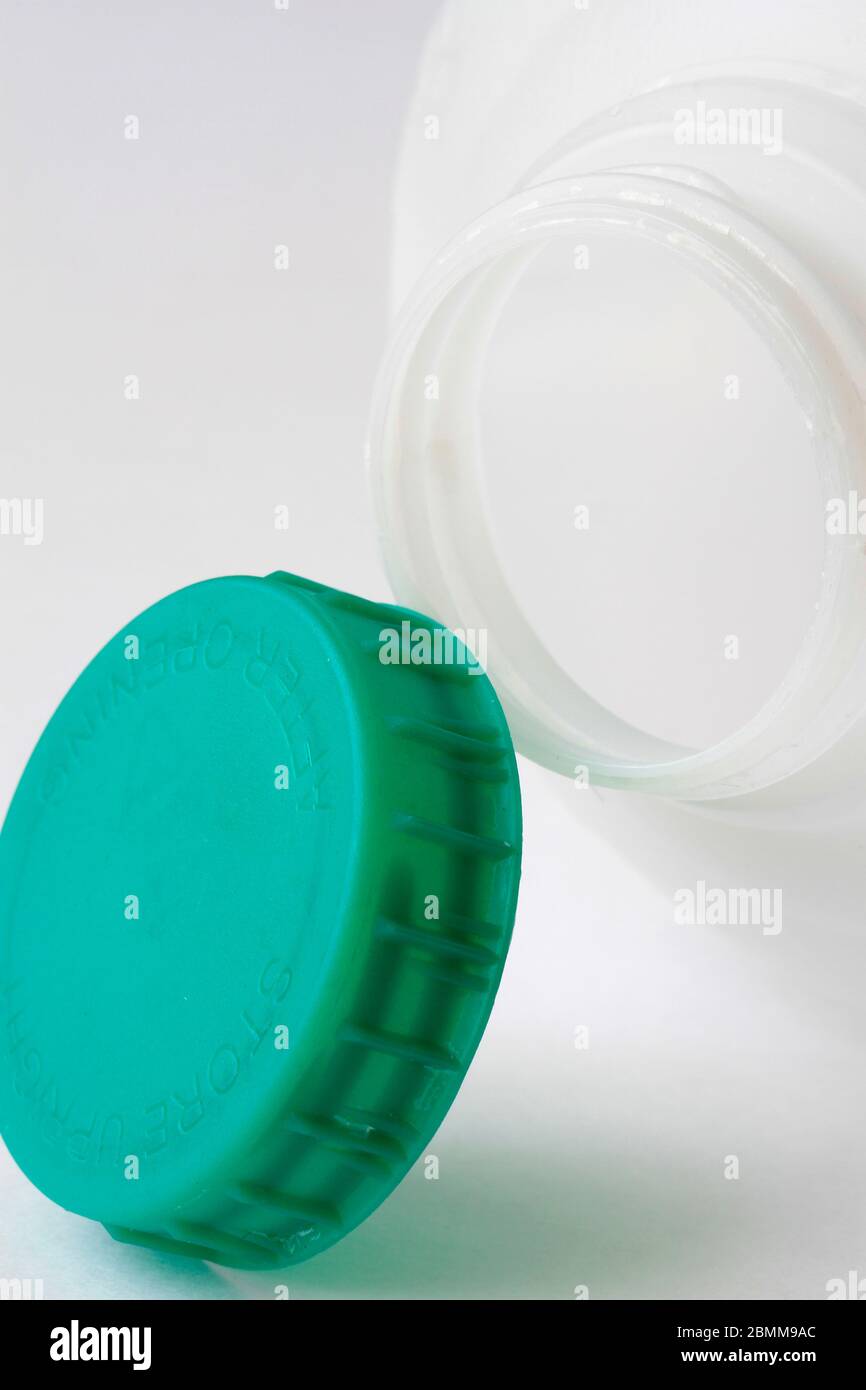 Plastic milk bottle and top Stock Photo - Alamy