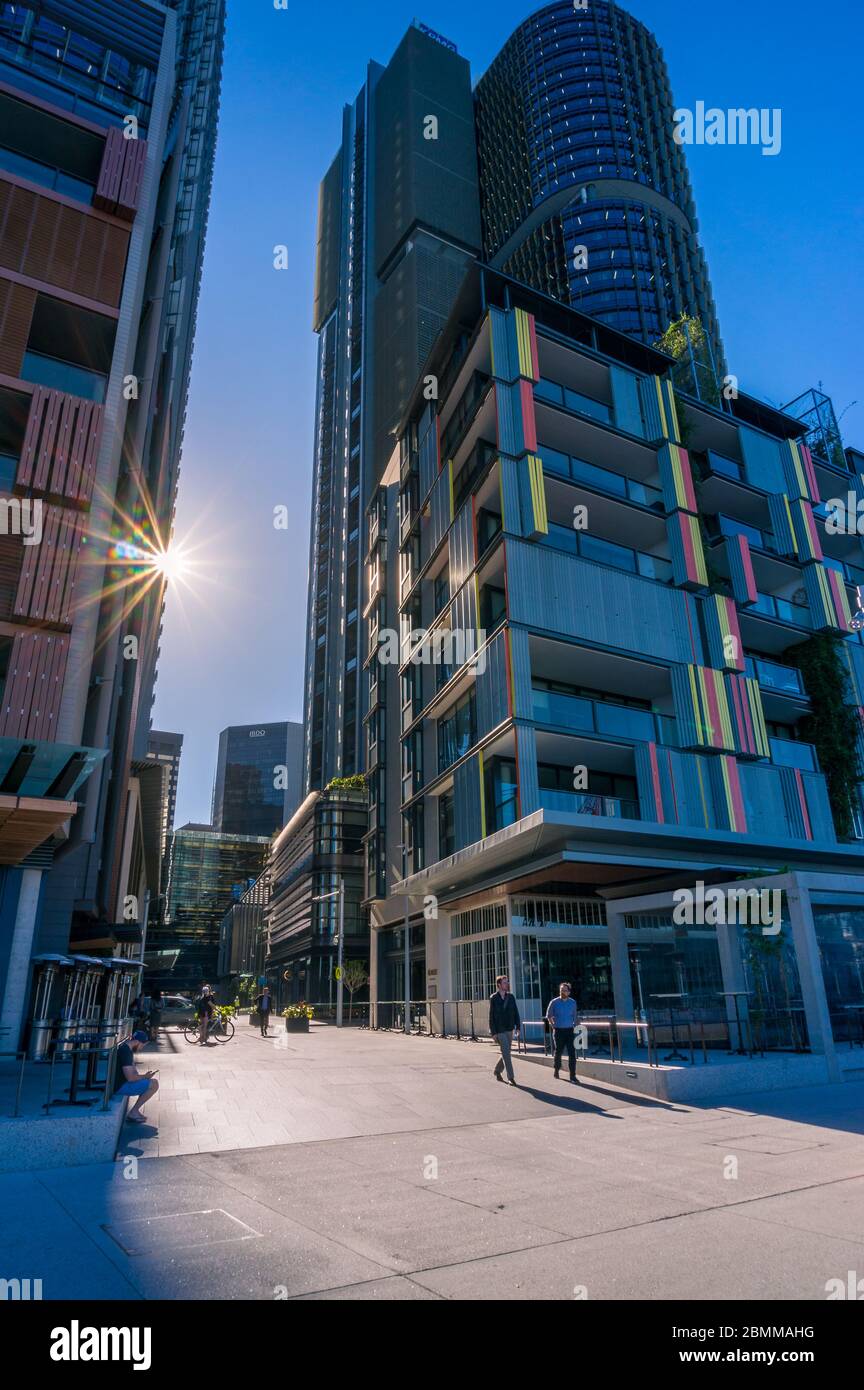 Sydney, Australia - November 24, 2016: People at Barangaroo precinct ...