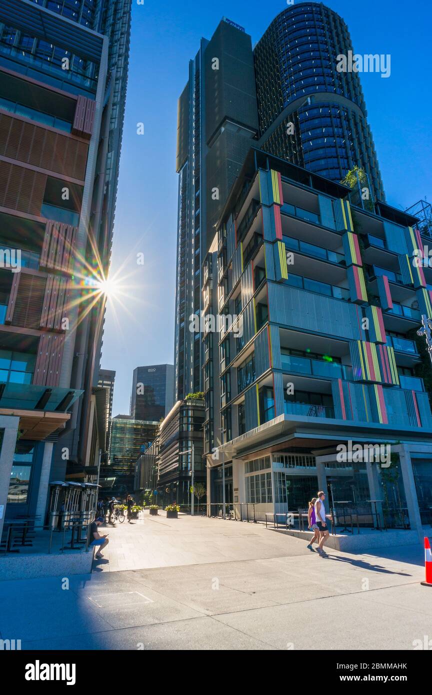 Sydney, Australia - November 24, 2016: People at Barangaroo precinct ...