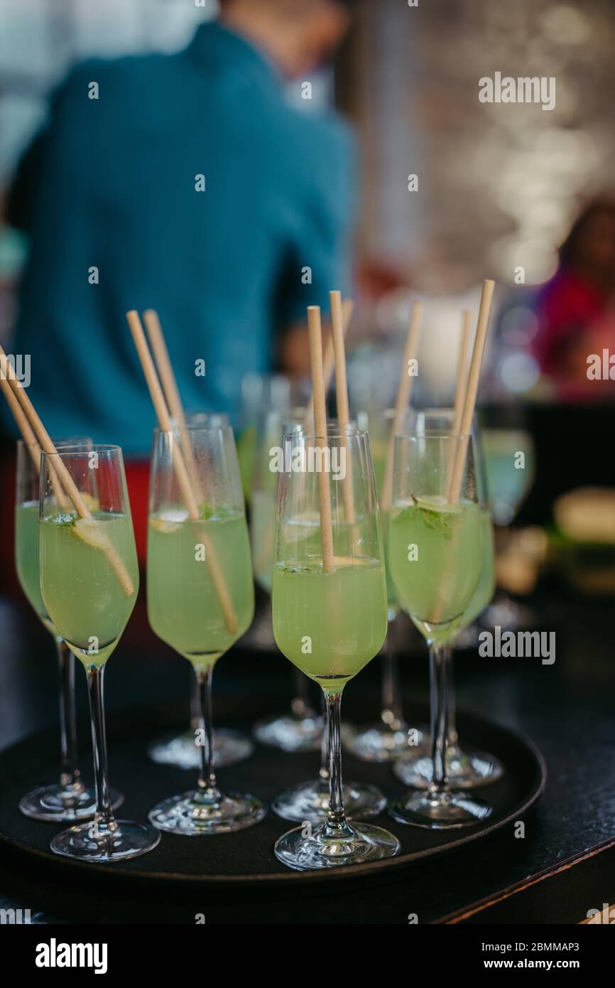 Drinks at an event close up Stock Photo - Alamy