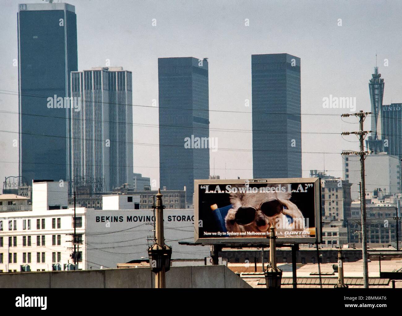 Los Angeles California Usa Sep 1980 View Of Downtown Los Angeles