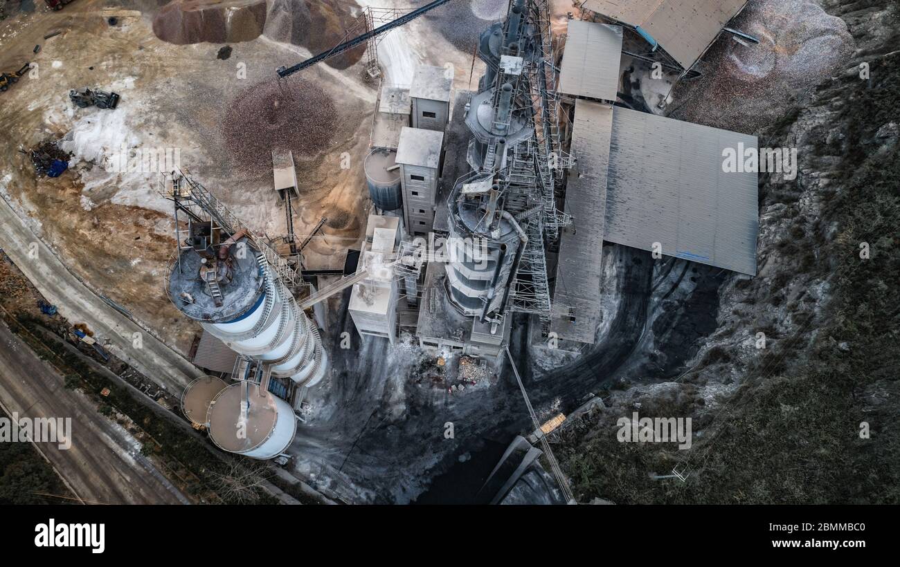 aerial view of construction material factory Stock Photo - Alamy