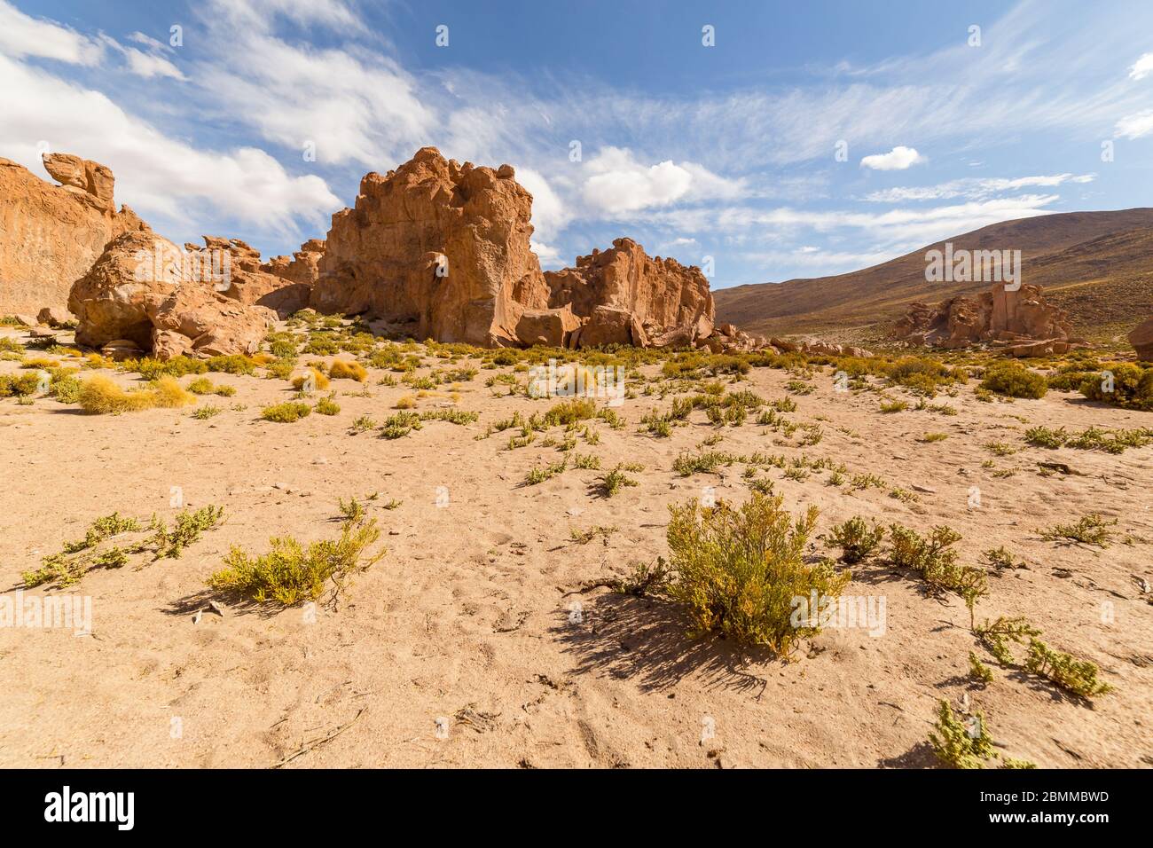 Eroded and bizarre formed orange colored rocks and boulders in Valle de ...