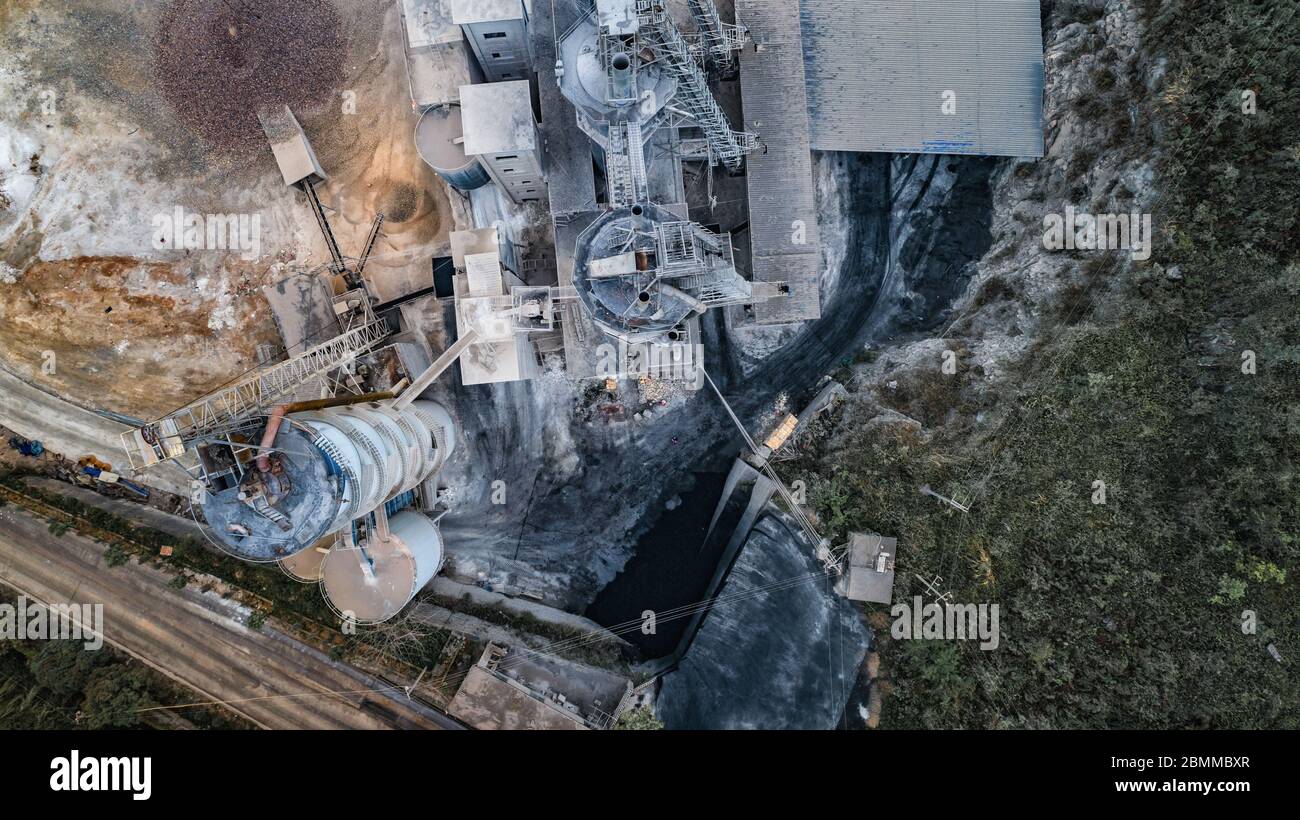 aerial view of construction material factory Stock Photo - Alamy