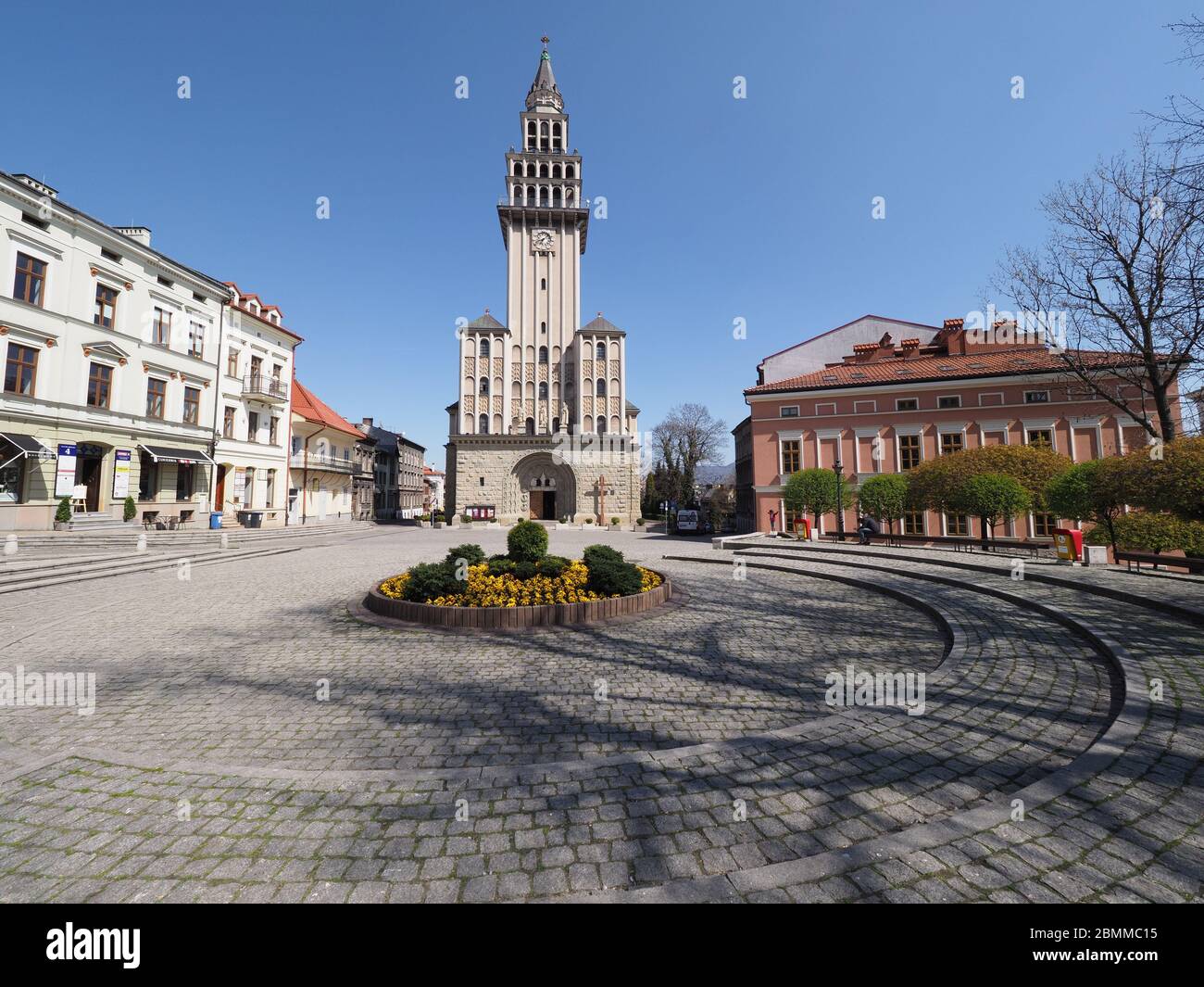 Cathedral on St. Nicholas square in Bielsko-Biala city center in Poland ...