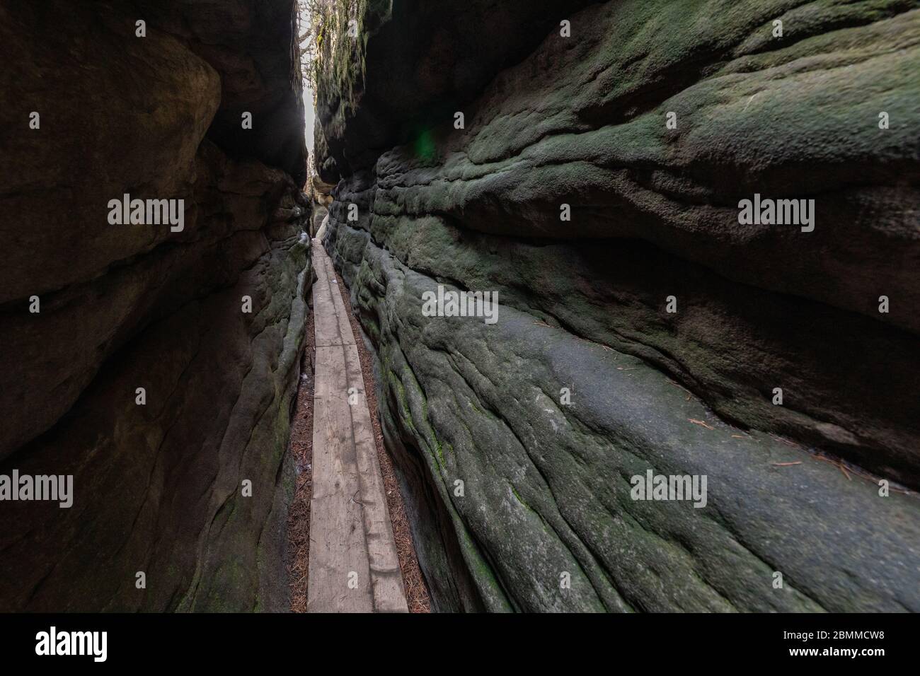 Stolowe Mountains National Park. Wooden boardwalk in Rock Labyrinth ...