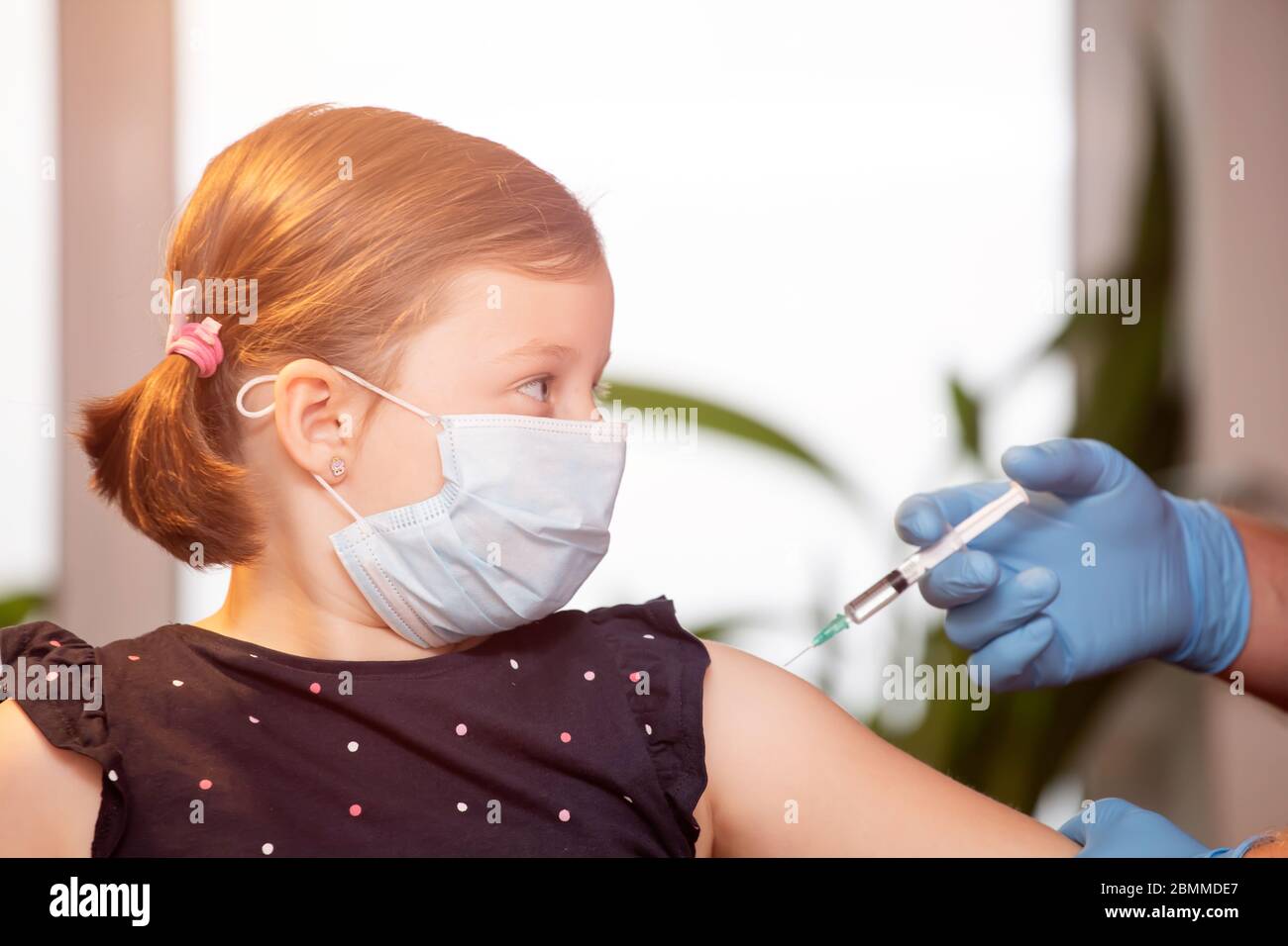 Children vaccinating immunization concept. Doctor injecting vaccination ...