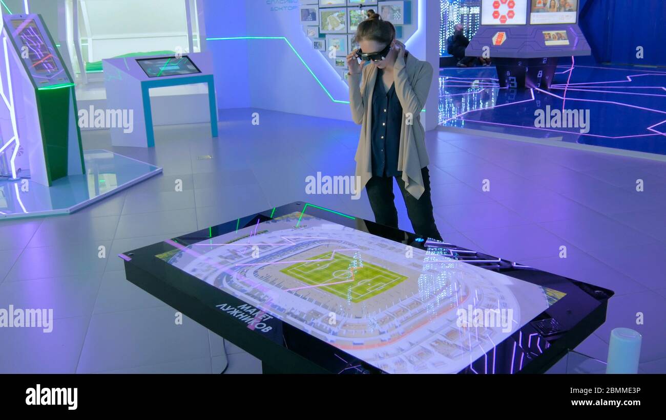MOSCOW, RUSSIA - July 30, 2018: Smart City Exhibition. Augmented ...