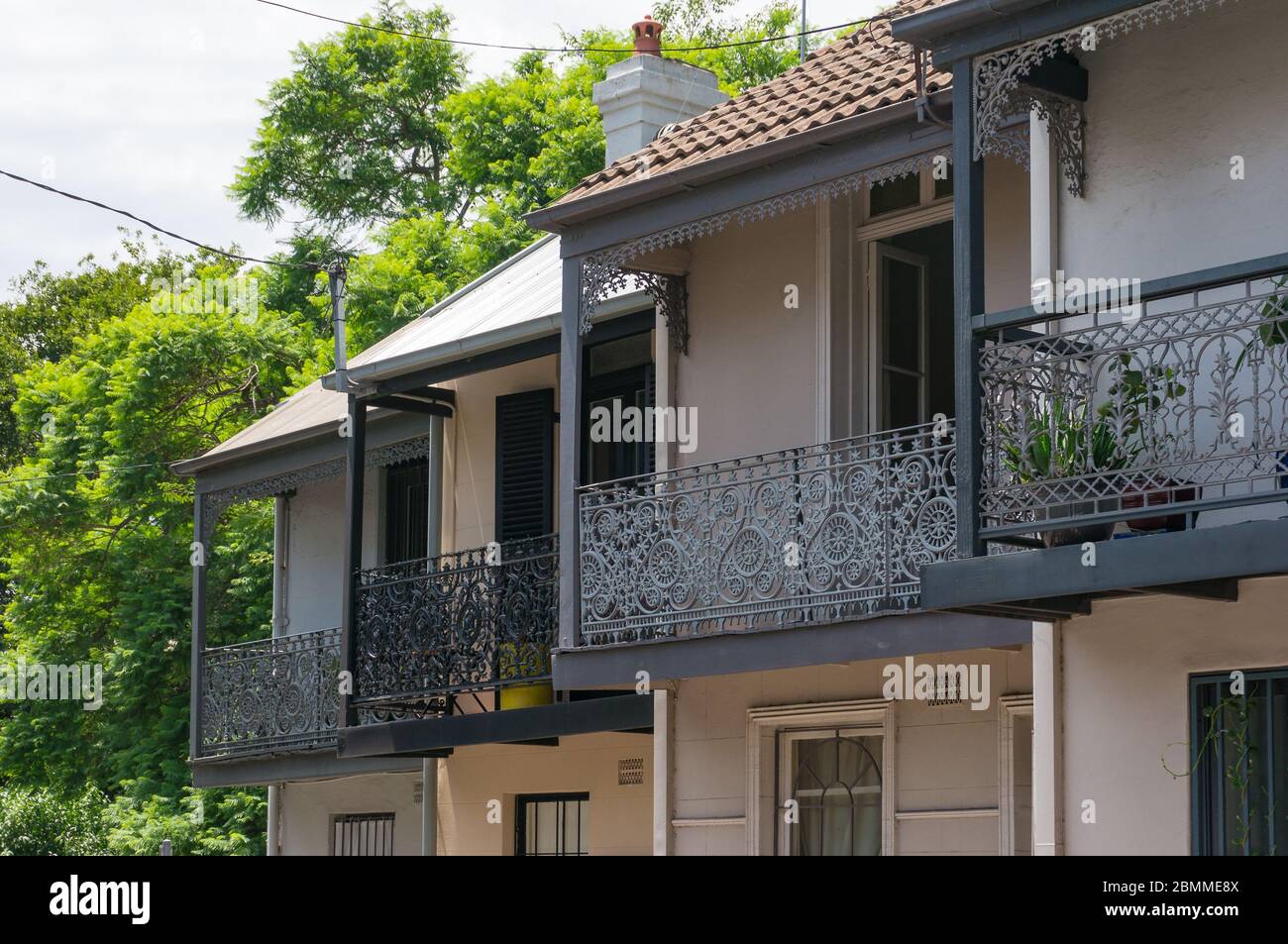 Sydney, Australia - January 26, 2020: Historic terrace houses with cast ...