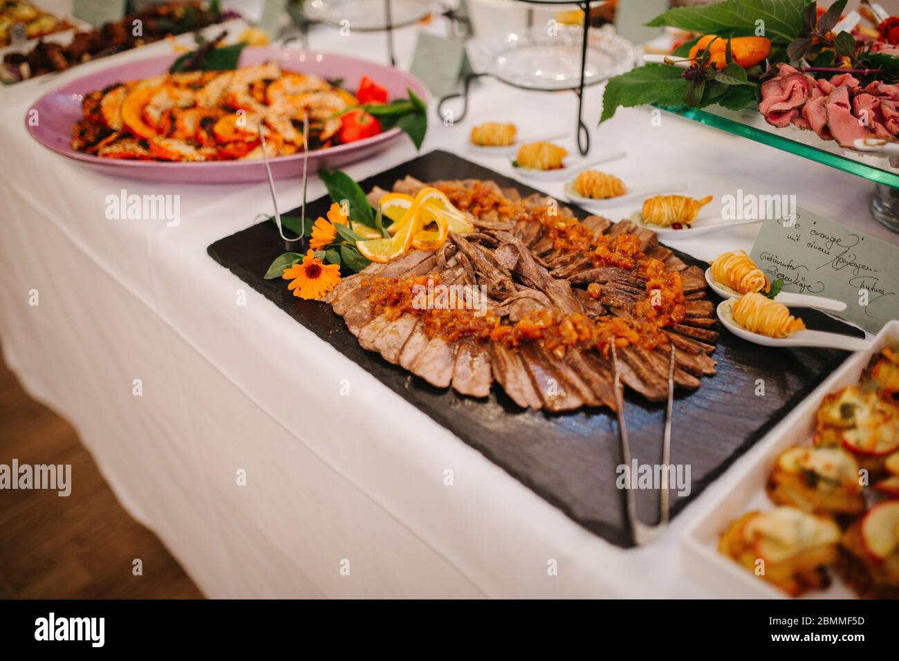 Delicious food at a wedding Stock Photo - Alamy