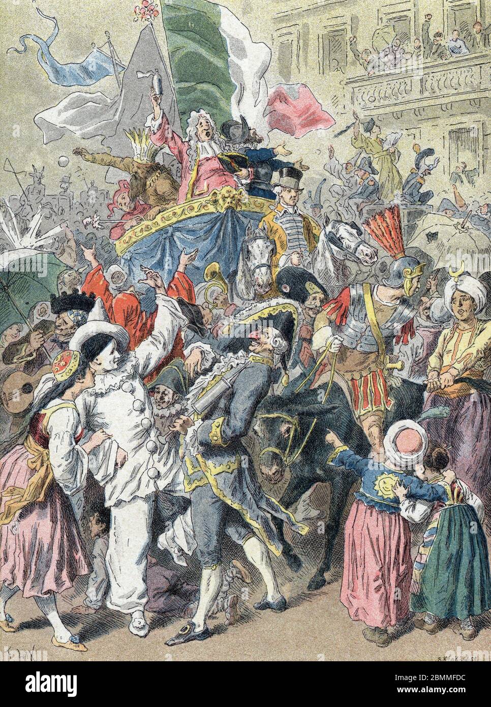 "Defile de chars dans les rues de Rome lors du carnaval, Italie" (The ...