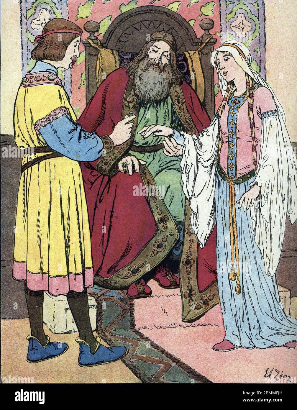 "Le roi des Francs Charlemagne (742-814) benit les fiancailles de son ...