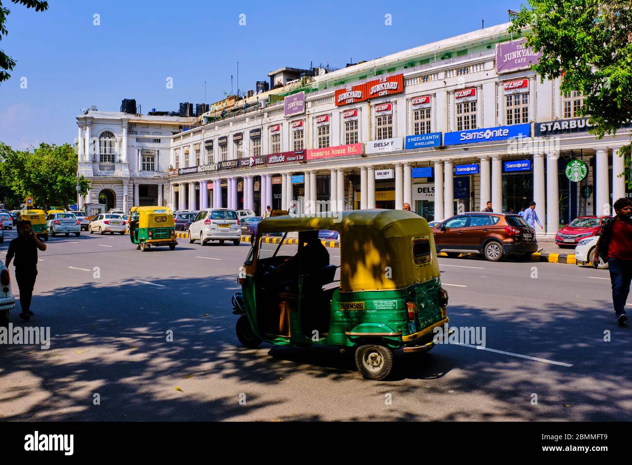 India, Delhi, New Delhi, rikshaw taxi in Connaught place Stock Photo ...