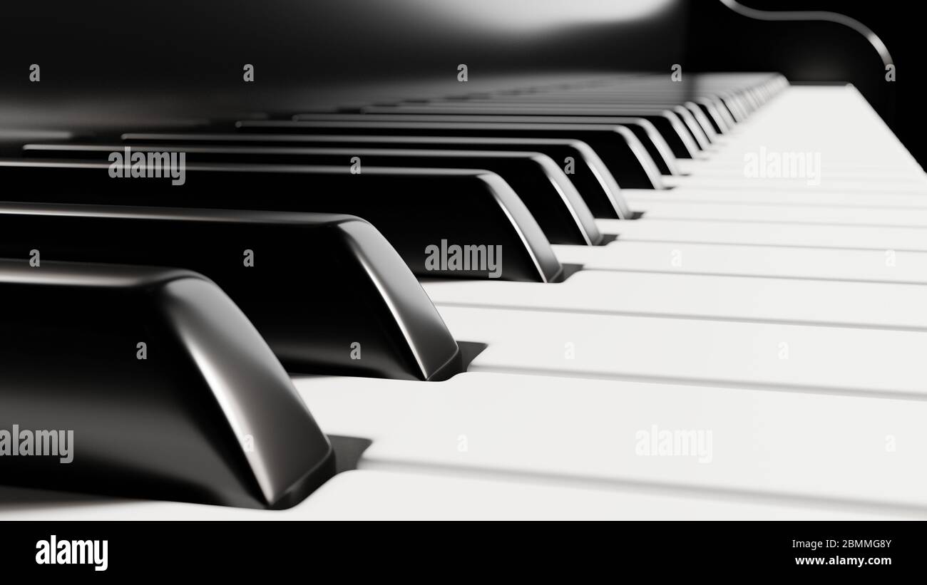 Piano keyboard close up view 3D illustration Stock Photo - Alamy