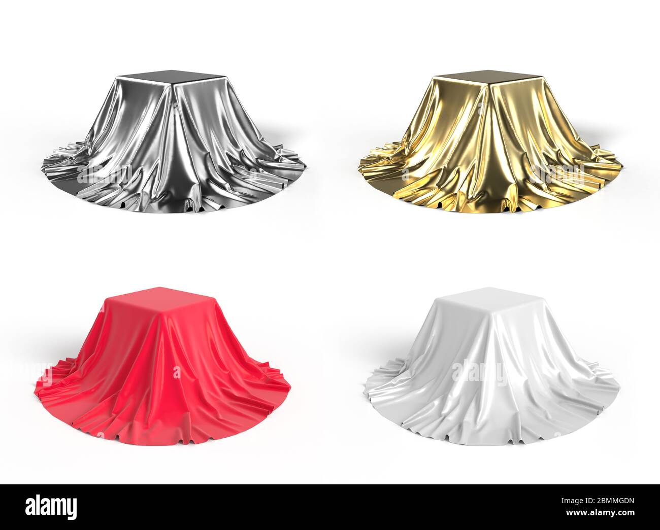 Box covered with satin fabric 3D illustration Stock Photo - Alamy