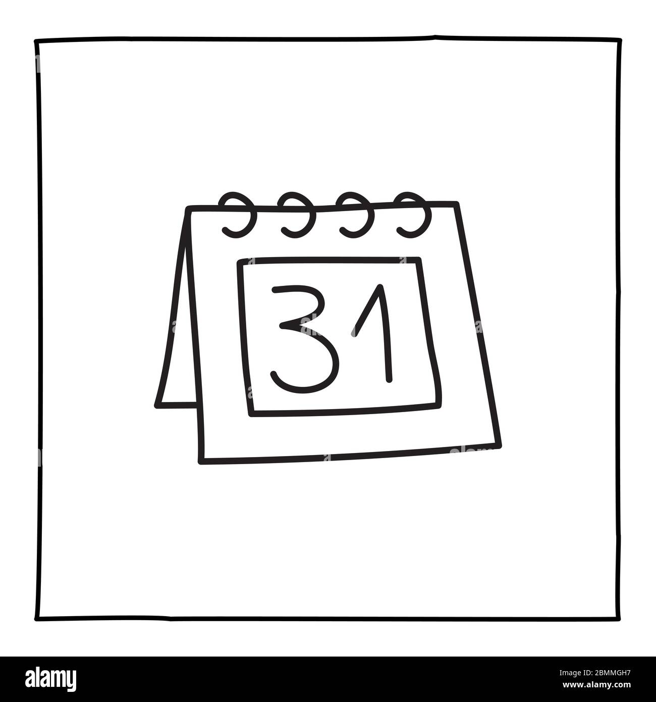 Doodle calendar end month icon or logo, hand drawn with thin black line ...