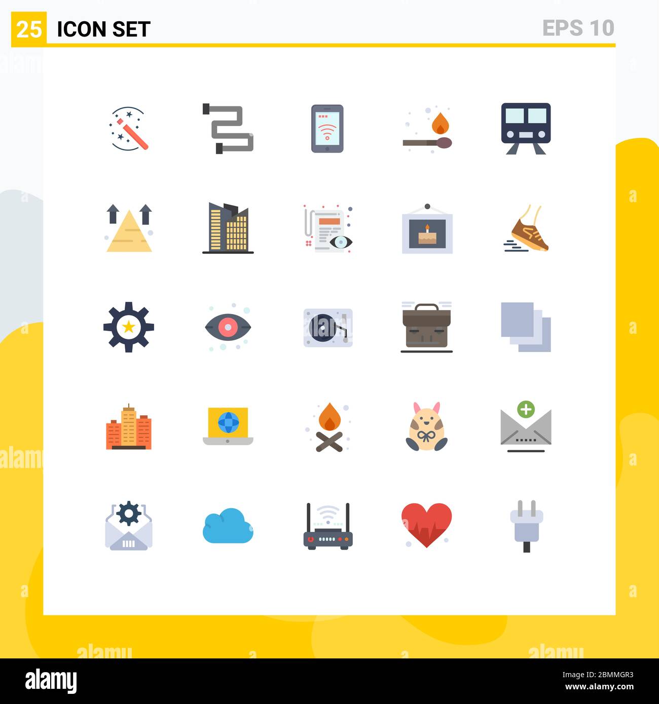 Set of 25 Modern UI Icons Symbols Signs for train, railway, sign, maps ...