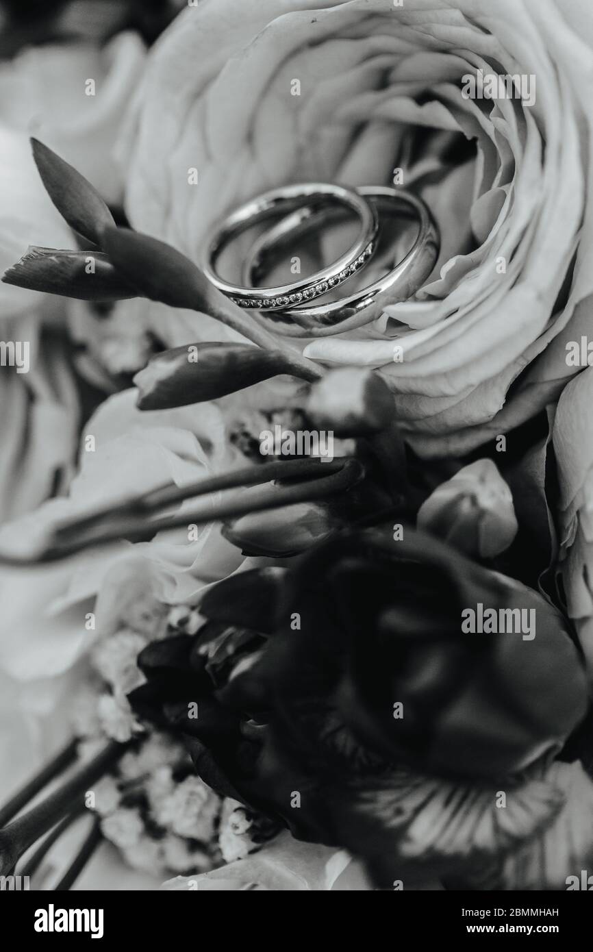 wedding rings close up Stock Photo - Alamy