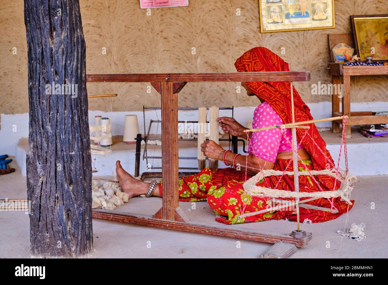 India, Gujarat, Kutch, Bhuj, textile village of Bhujodi, textile ...