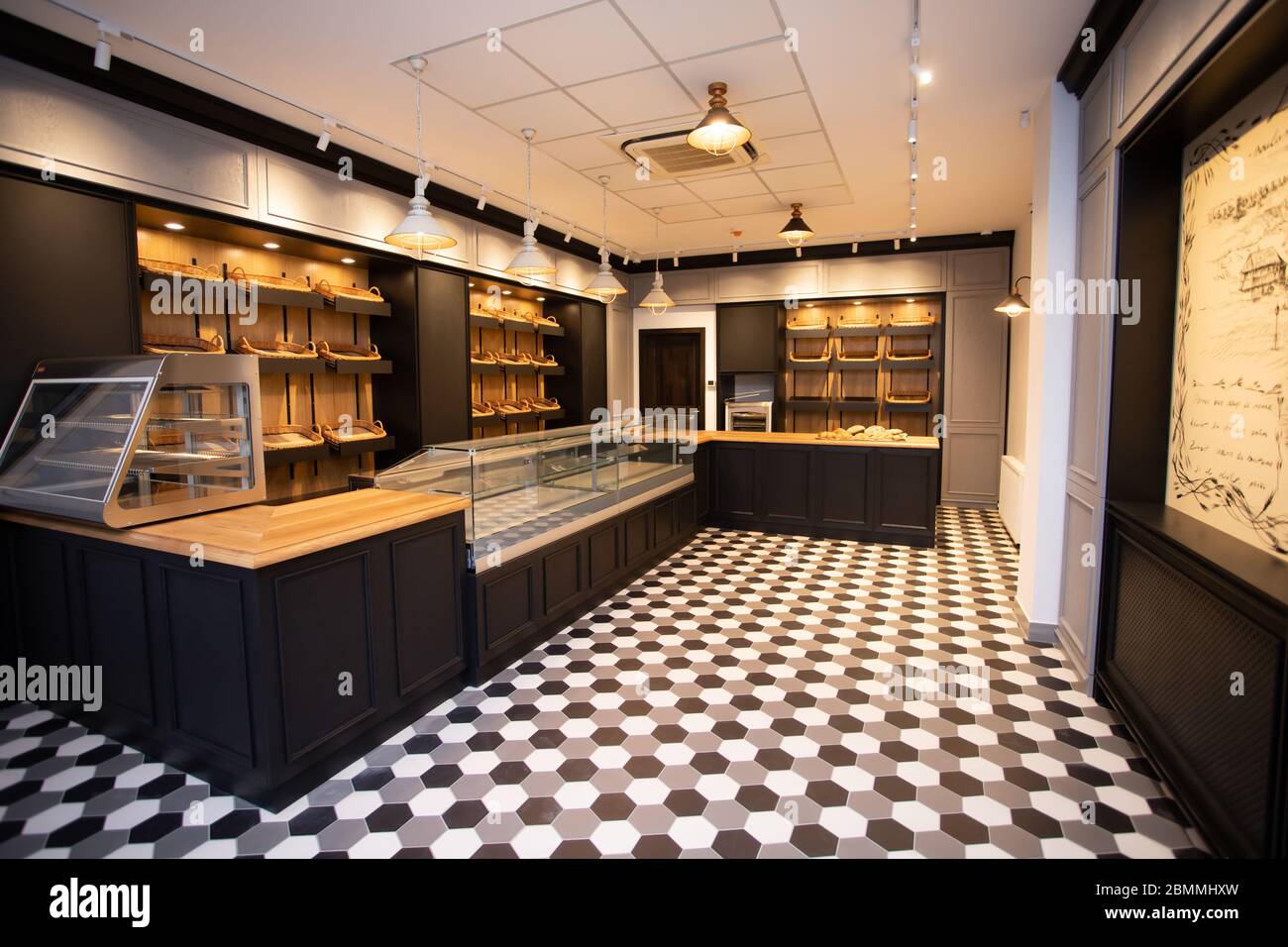 Empty modern bakery shop opening soon after quarantine Stock Photo - Alamy