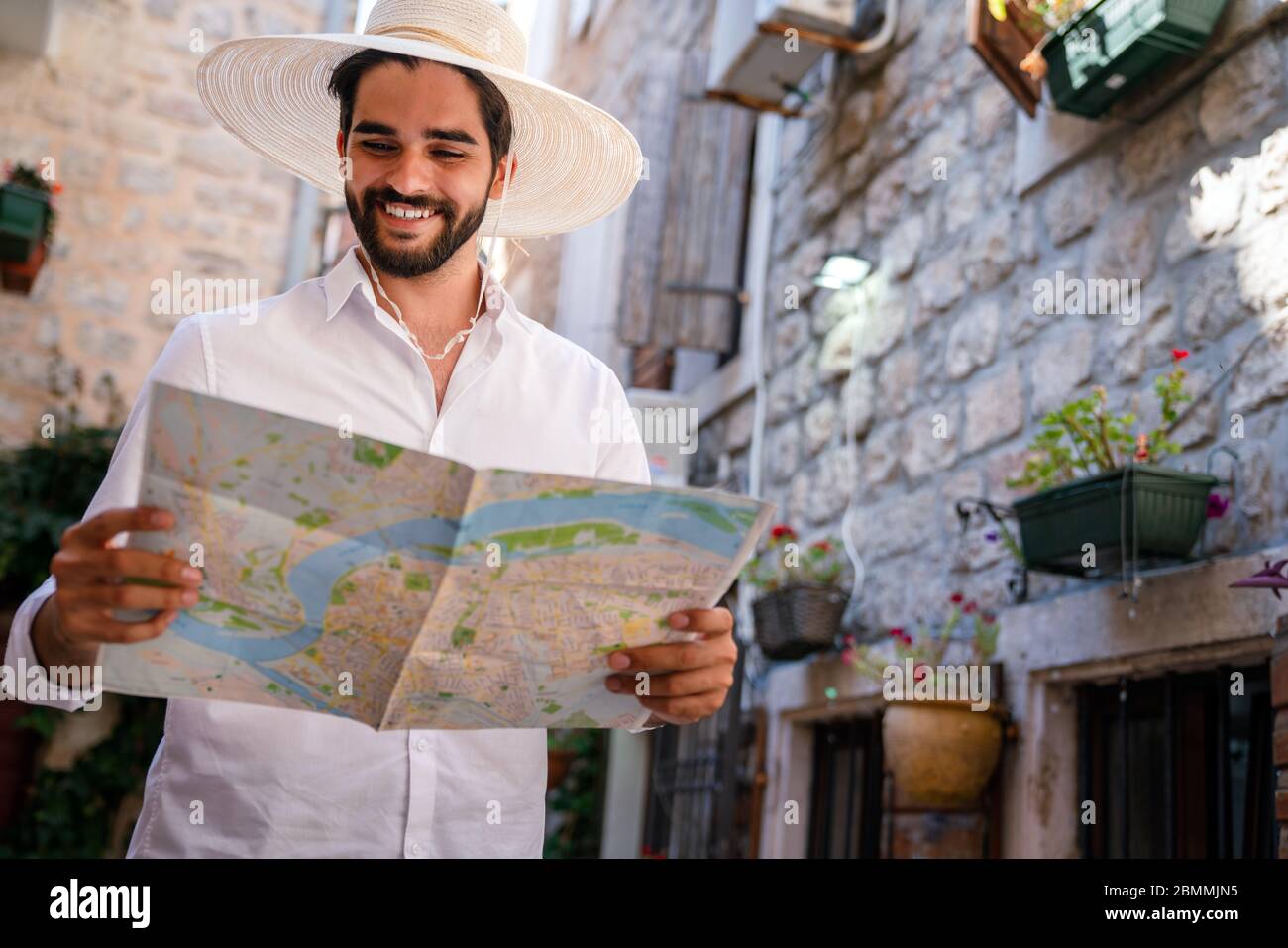 Traveler with map. Travel people fun tourism vacation concept Stock ...