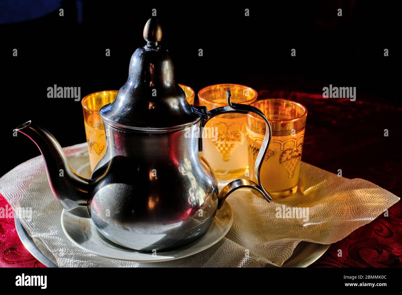 Morocco, High Atlas, Draa valley, Agdz, Thursday souk, tea shop Stock ...