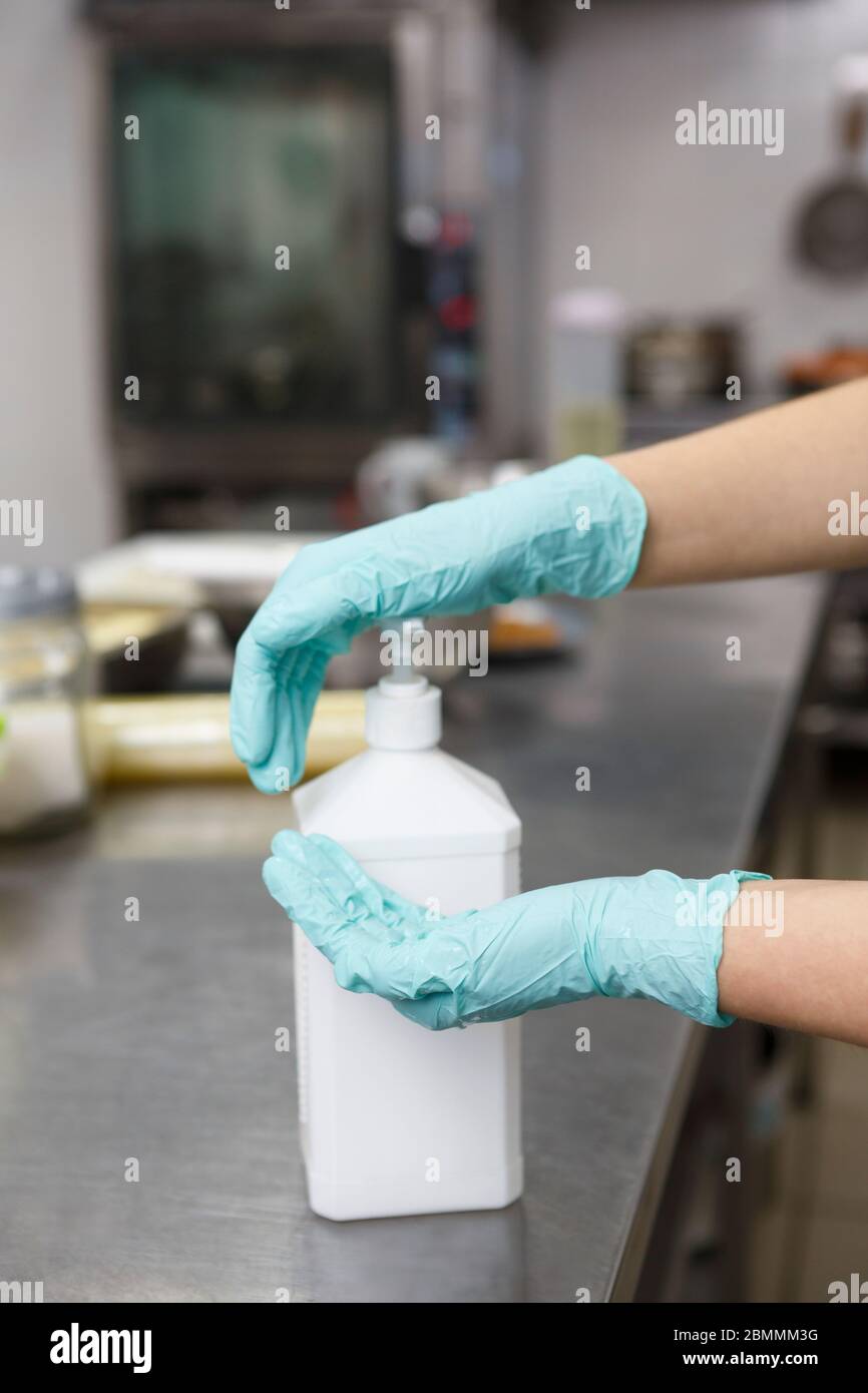 Woman use hand sanitizer, Alcohol antibacterial gel Stock Photo - Alamy