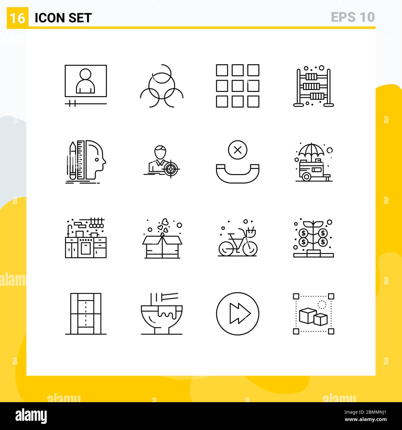 16 Universal Outline Signs Symbols of focus, thinking, calculate, size ...