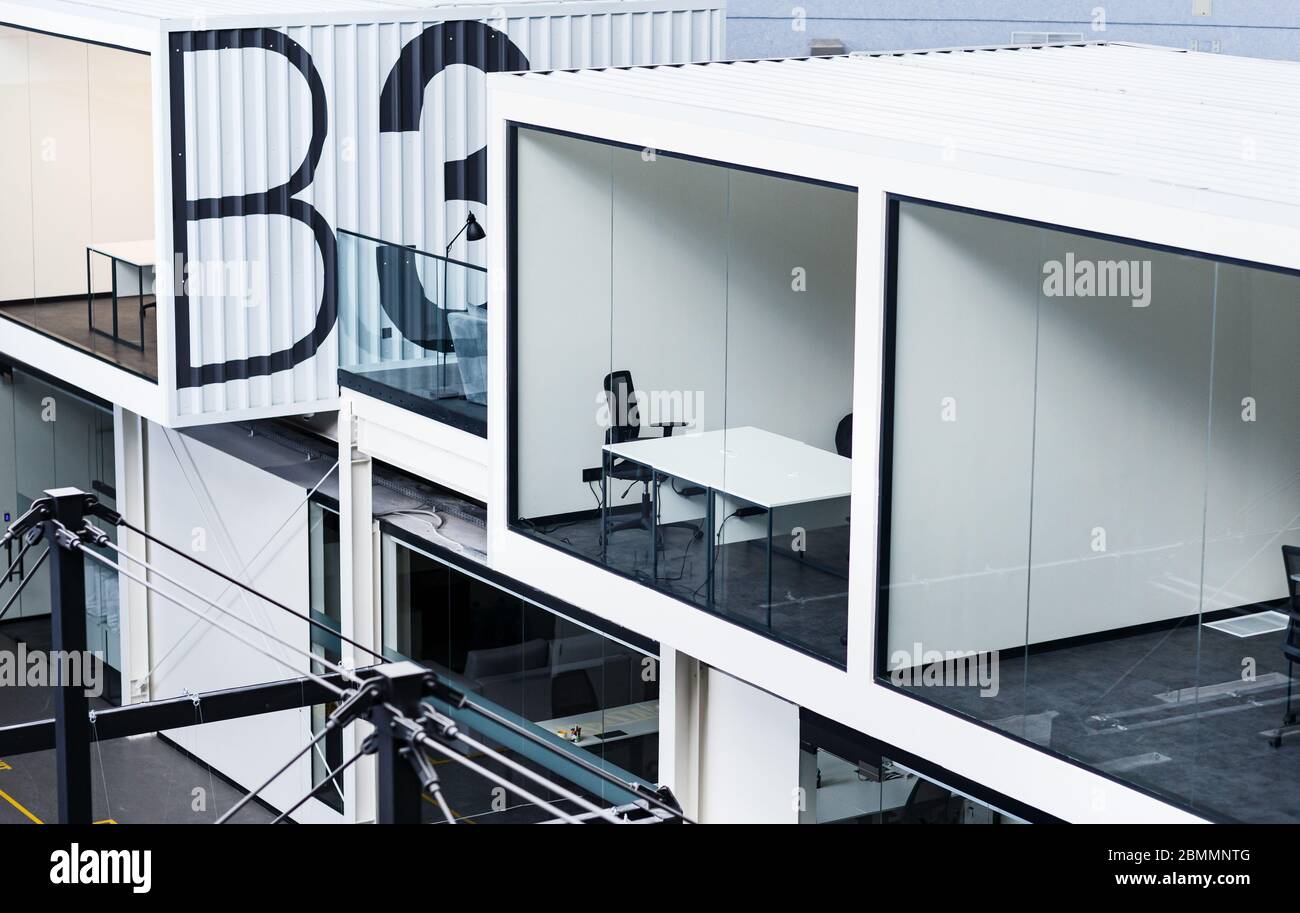 Block of rooms in business open space office, coronacrisis Stock Photo ...