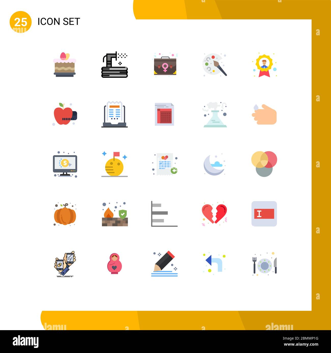 Set of 25 Modern UI Icons Symbols Signs for hobby, paint, water, color ...