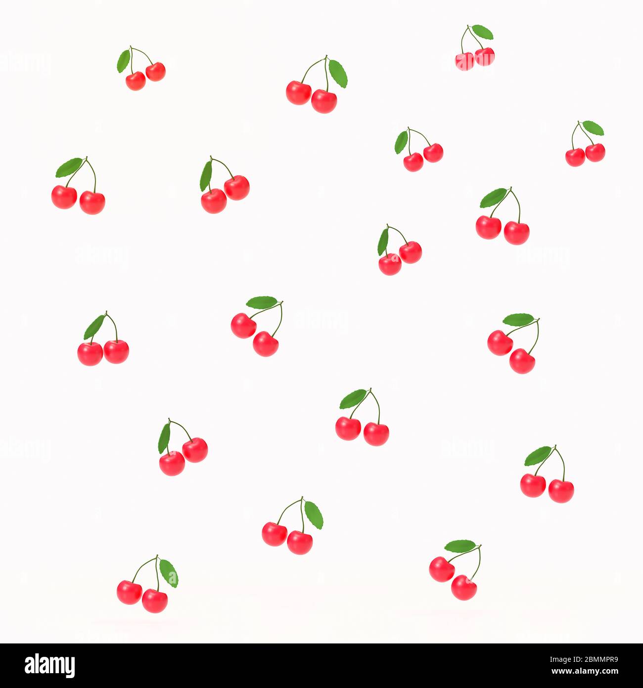 cherry fruits 3d pattern illustration render with isolate on white ...