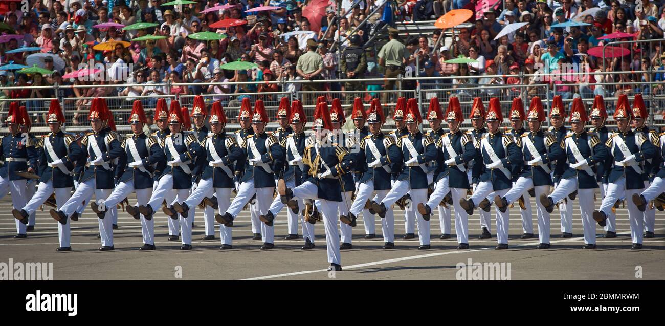 Members of the Chilean Army march past during the annual military ...