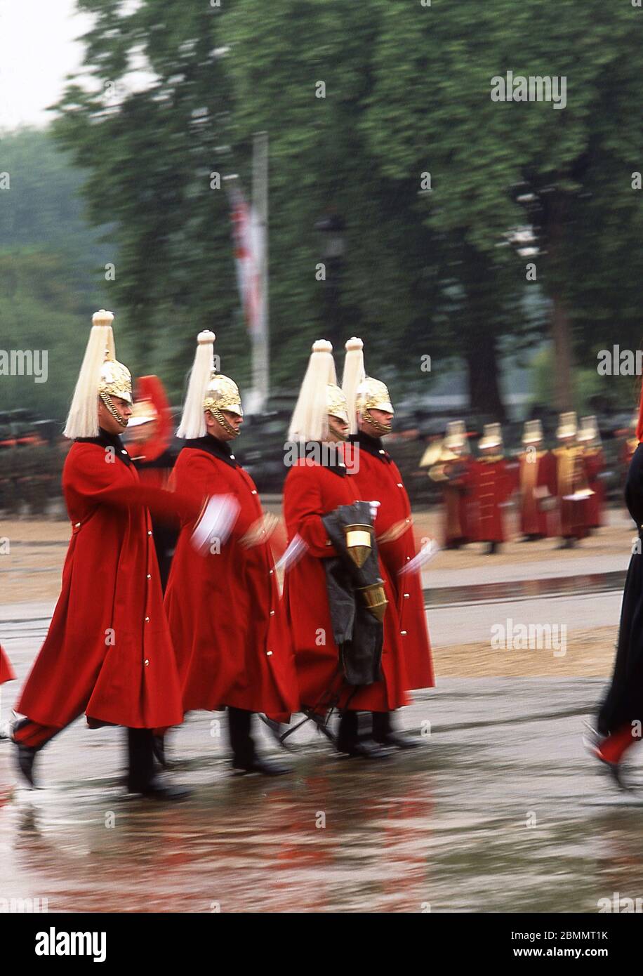 Members of the Household Division Life Guards rehearsing for ceremonial ...