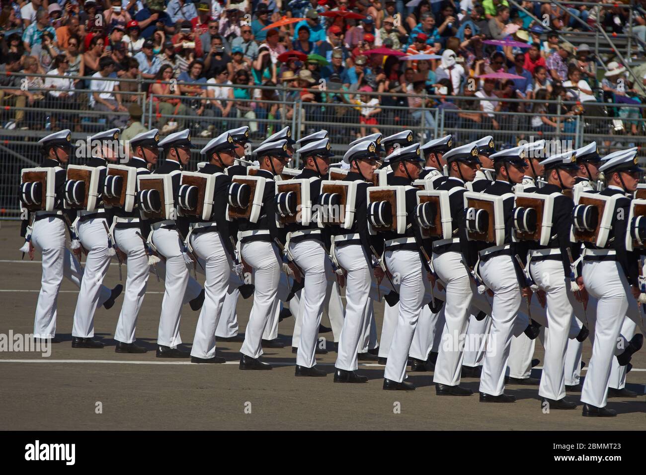 Members of the Armada de Chile march past during the annual military ...