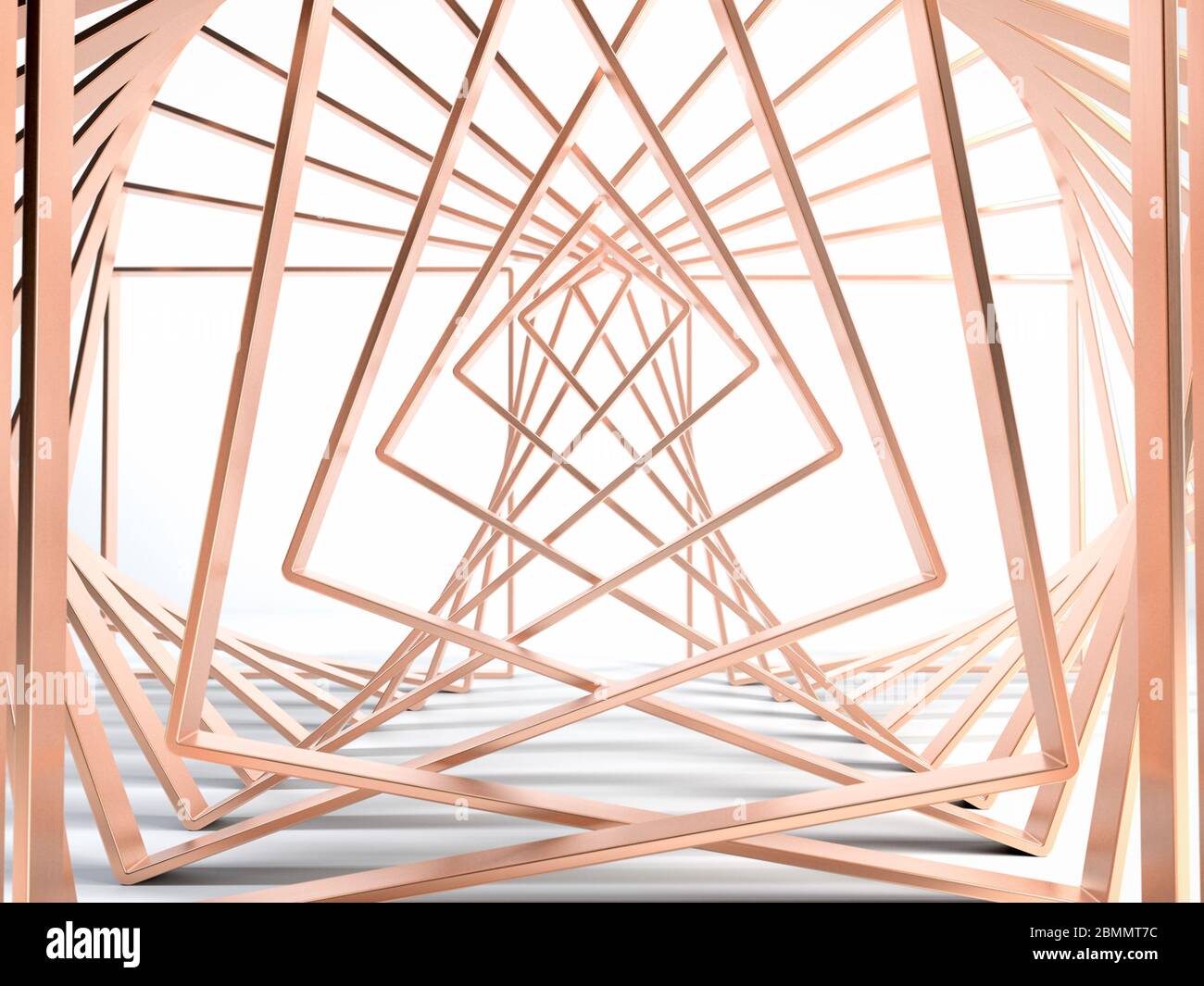 ABstract scene with golden or copper frames making fancy geometry ...