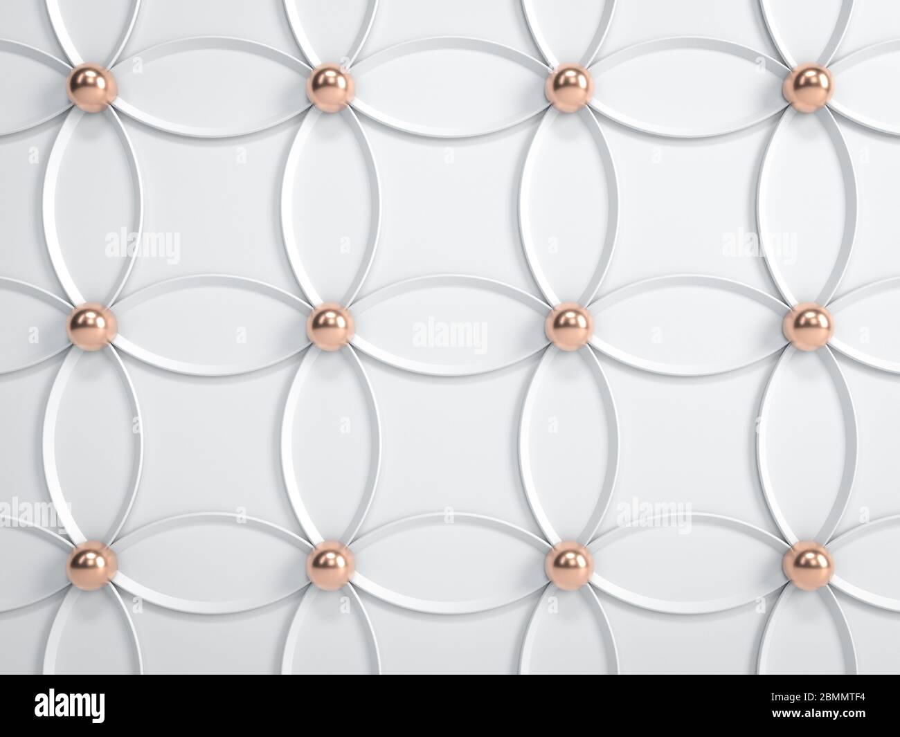 Abstract background with golden spheres over white stucco or clay ...