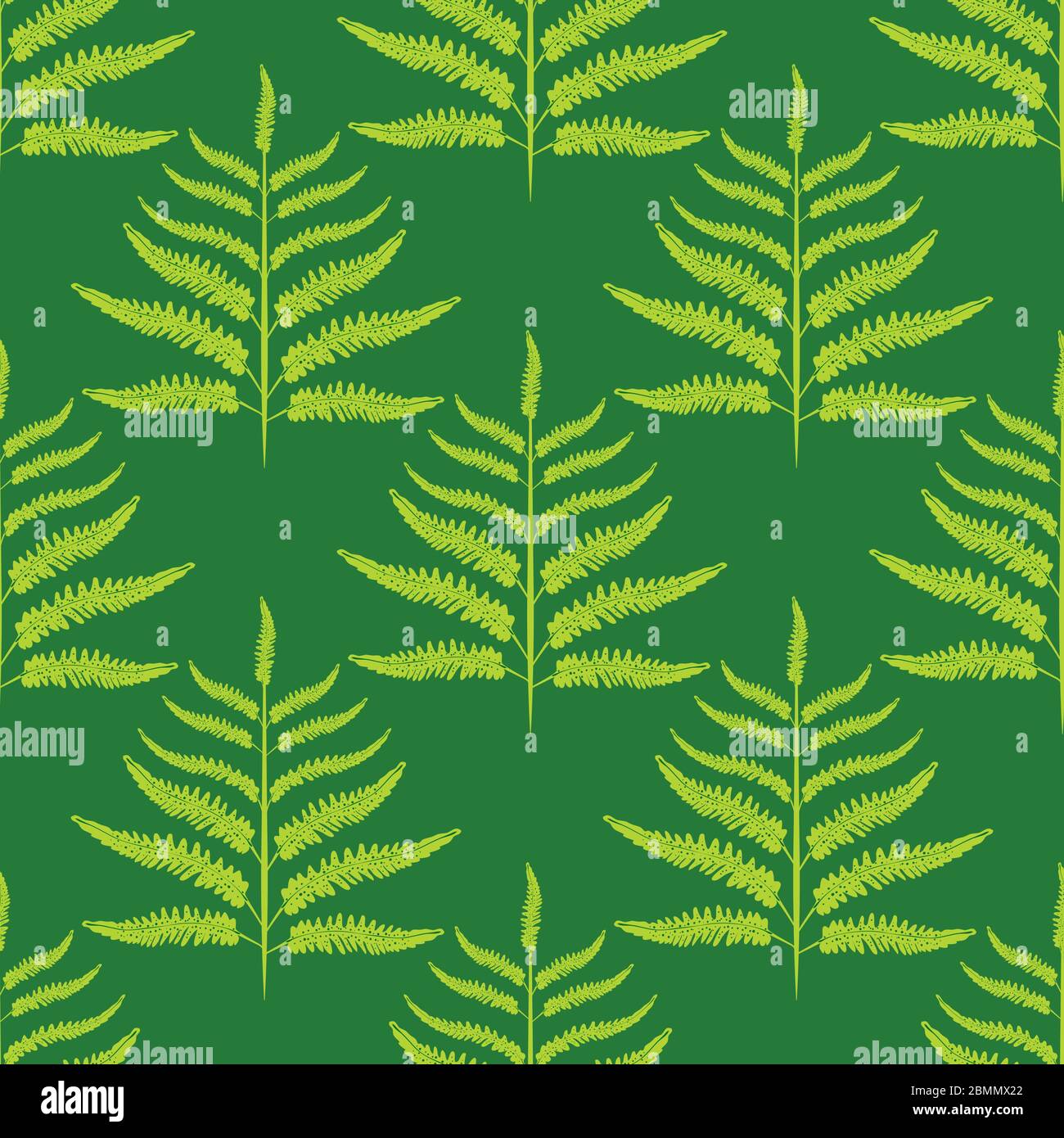 Fern vector seamless pattern background. Forest plant frond monochrome ...