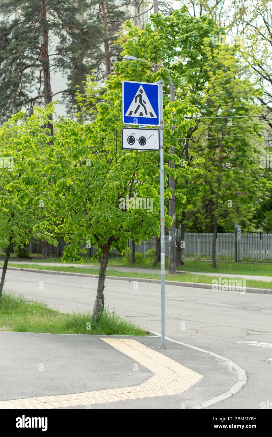 Road Sign Warning Blind People High Resolution Stock Photography and ...