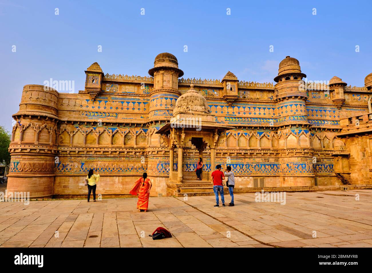 India, Madhya Pradesh state, Gwalior, Fort Palace of Man Singh Stock ...