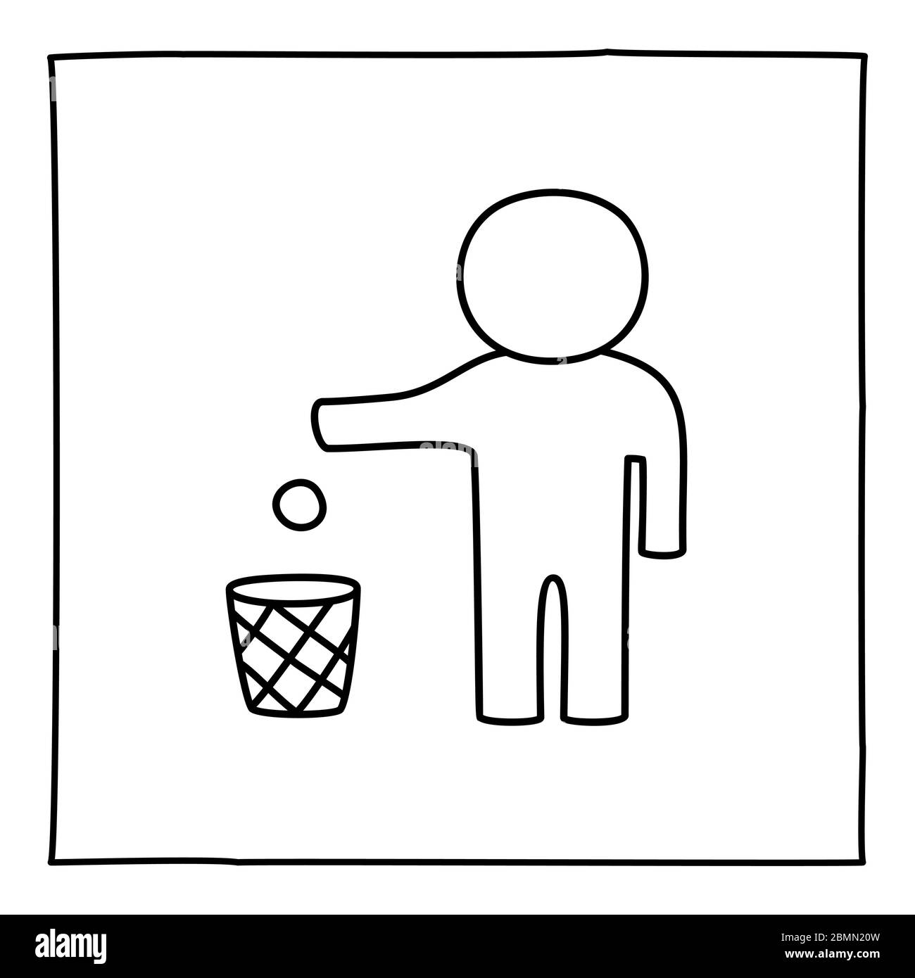 Doodle Tidy Man or Do Not Litter icon or logo, hand drawn with thin ...