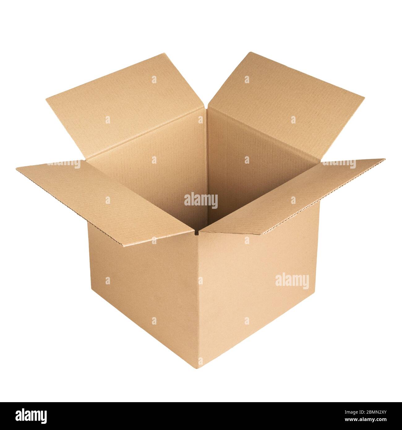 Open cardboard box isolated on white background Stock Photo - Alamy