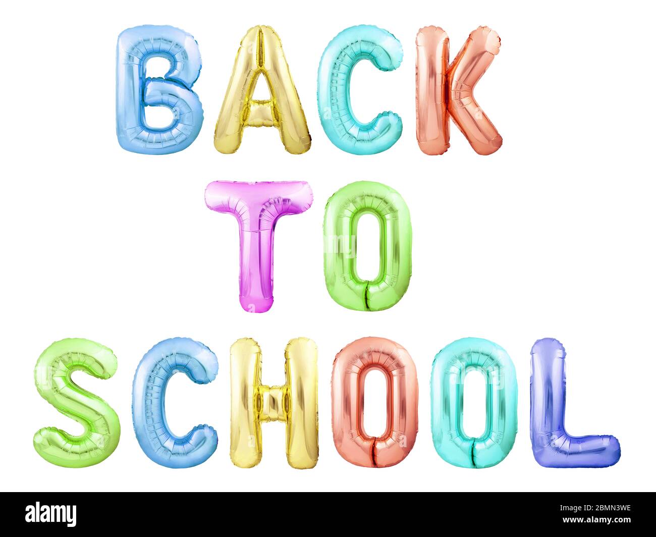 Phrase Back To School made of colorful inflatable balloon letters ...