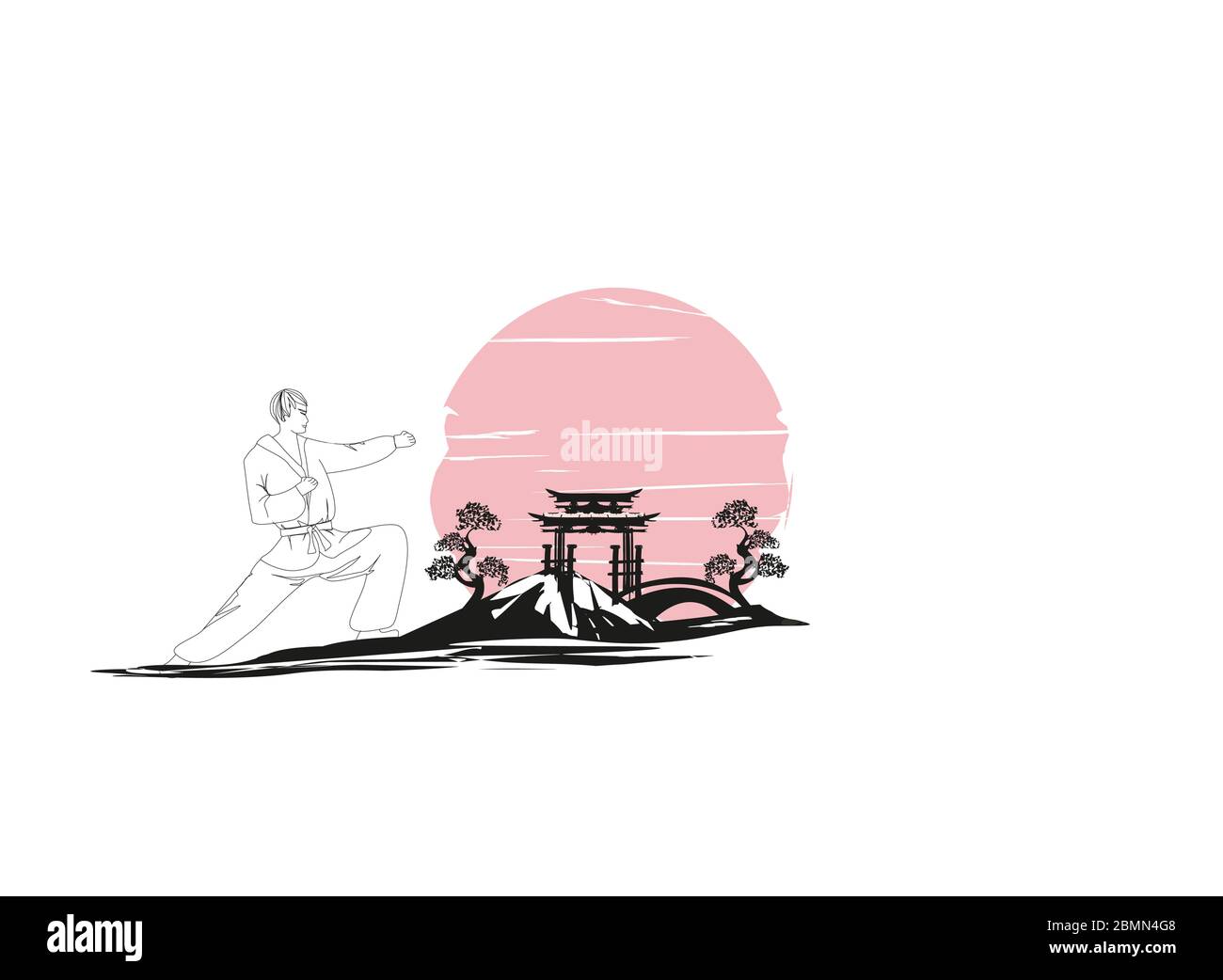 Creative abstract illustration of karate fighter Stock Vector Image ...