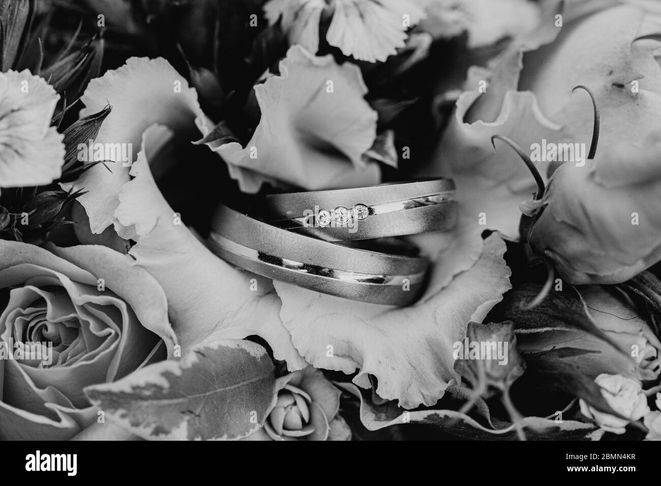 Commitment ceremony rings Black and White Stock Photos & Images - Alamy