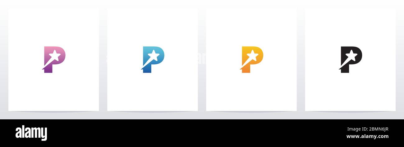 Star On Letter Logo Design P Stock Vector Image & Art - Alamy