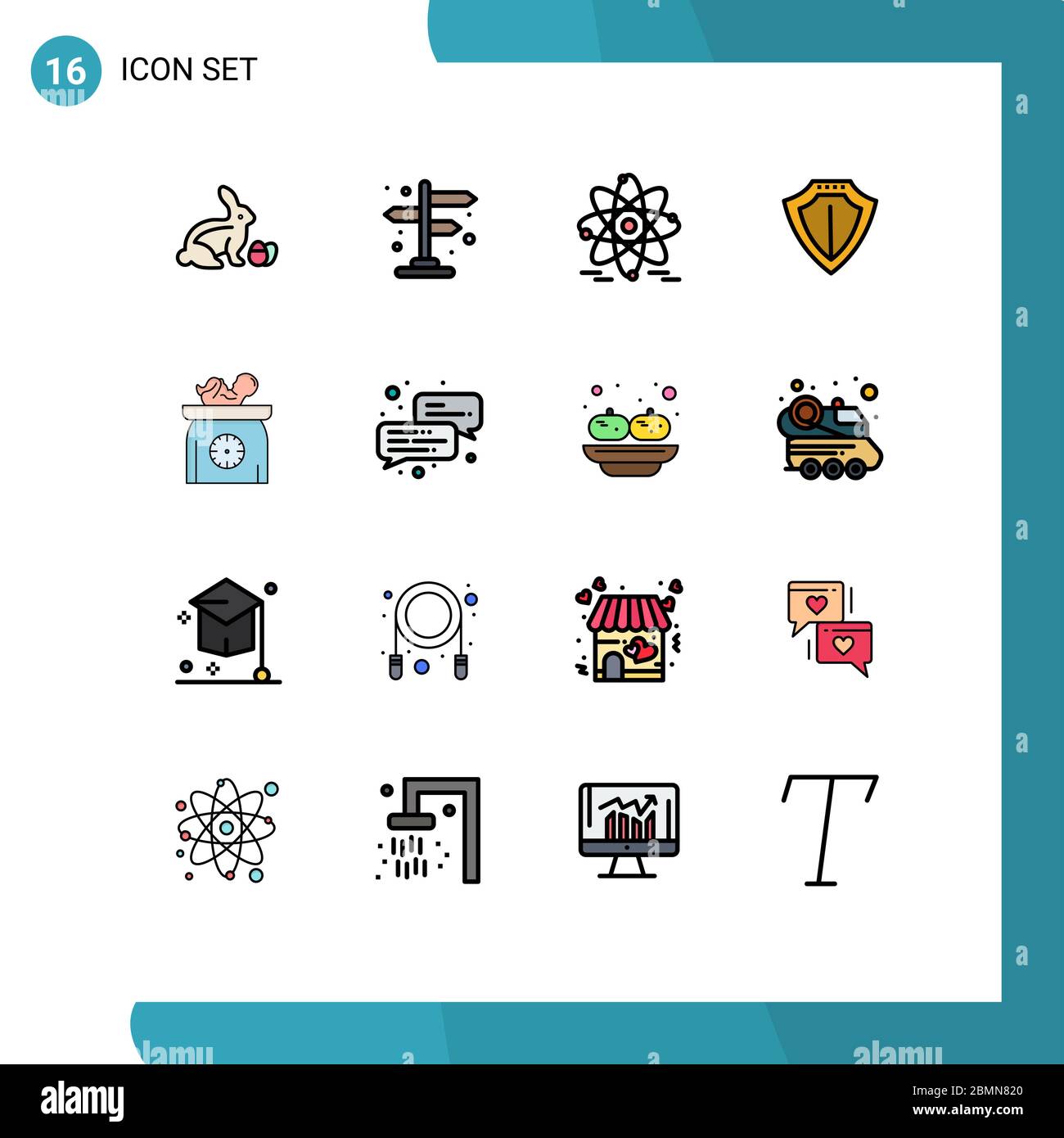 Flat Color Filled Line Pack of 16 Universal Symbols of scales, baby ...