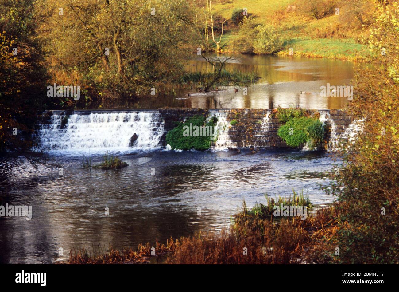 A Weir controlling the levels of the River Aln at Alnwick Castle Stock ...