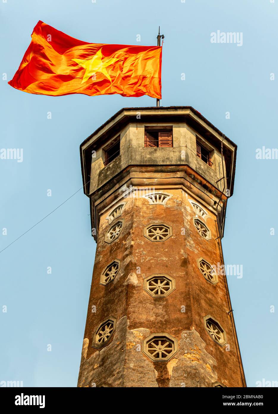 Tower with fluttering national flag at Hanoi know as The Flag Tower of ...