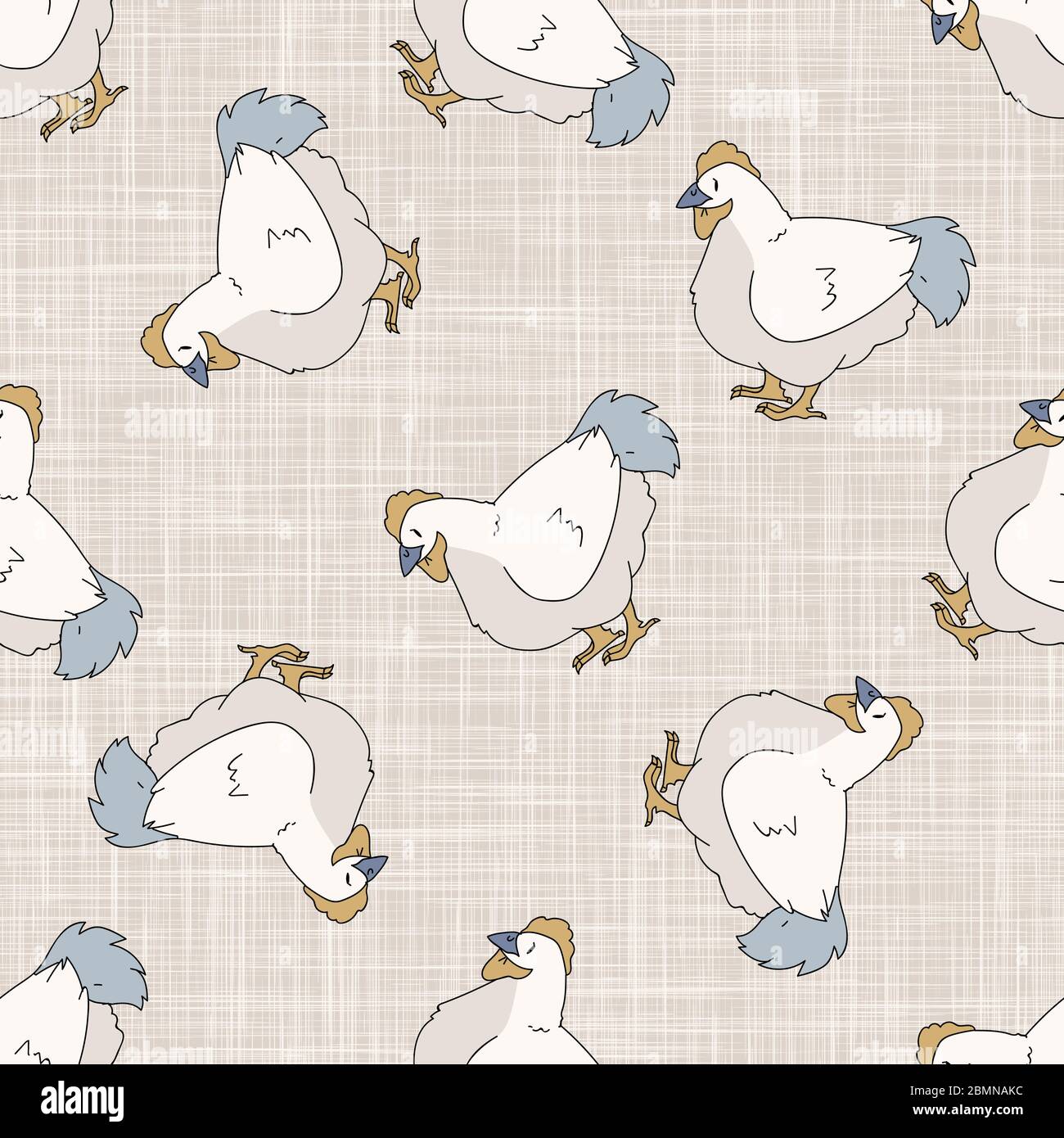 Seamless french farmhouse hen pattern. Provence linen shabby chic style ...