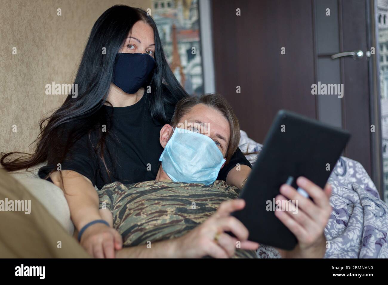 Young couple on self-isolation quarantine at home Stock Photo - Alamy